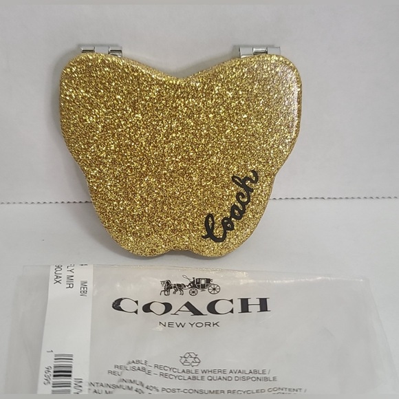 Coach | Accessories | Coach Gold Glitter Butterfly 2 Sided Compact ...